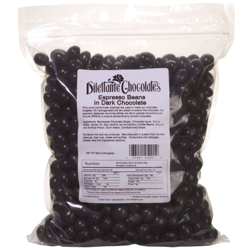 Dilettante Dark Chocolate Covered Espresso Beans - Bulk 5 lb - Edward ...